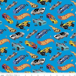 Riley Blake Made to Race Hot Wheels Fabric Collection Car Race on Blue ...