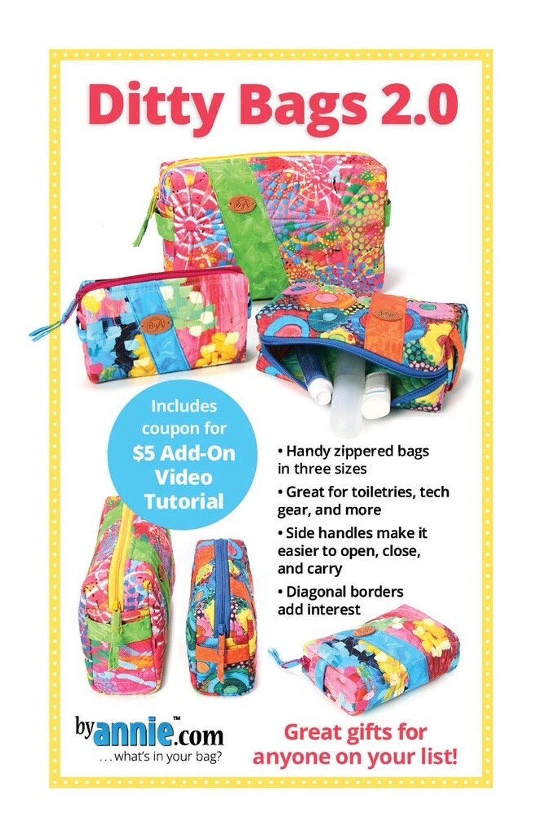 Byannie Ditty Bags 2.0 Bag Pattern - 3 Size Variations per Pattern (14 ...
