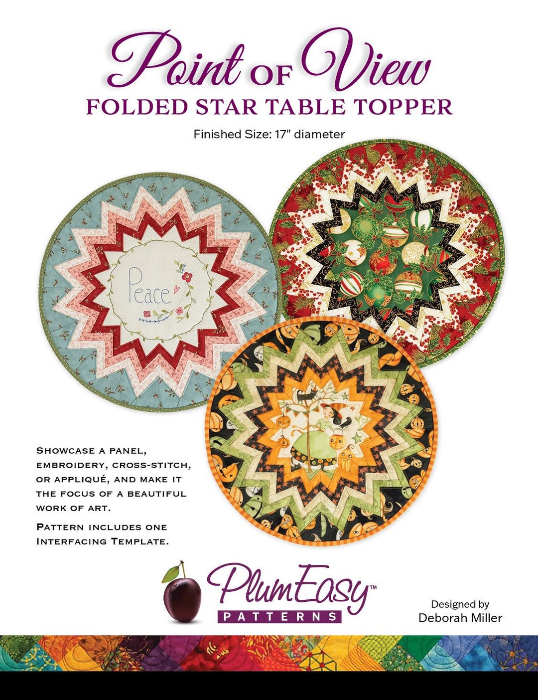 Plum Easy Patterns Point of View Folded Star Table Topper Finished Size ...