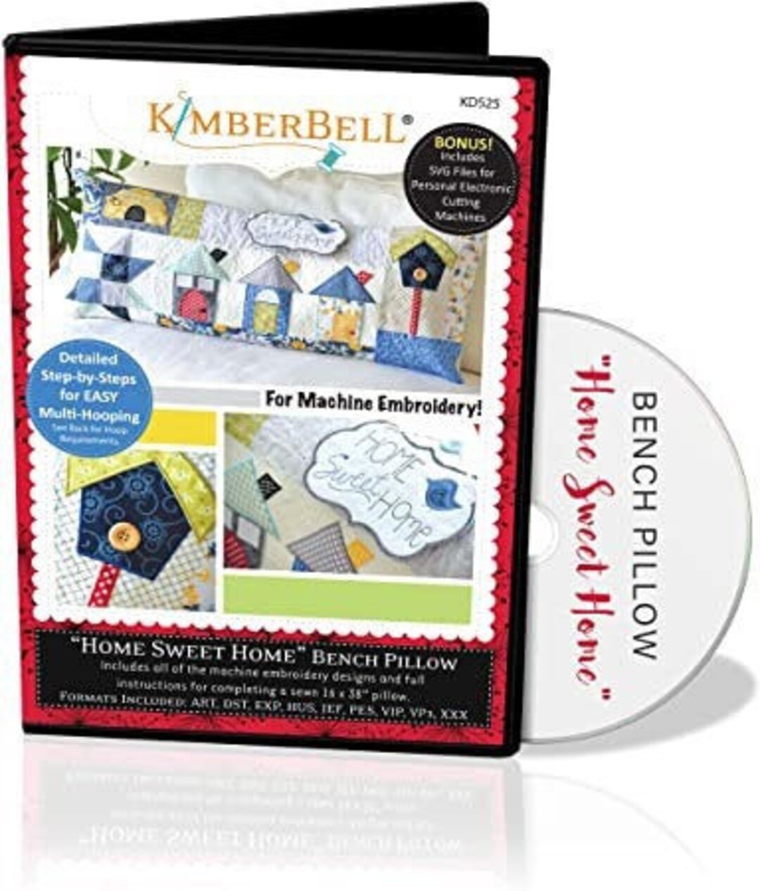 RETIRED!! Kimberbell Home Sweet Home Bench Pillow Machine Embroidery CD ...