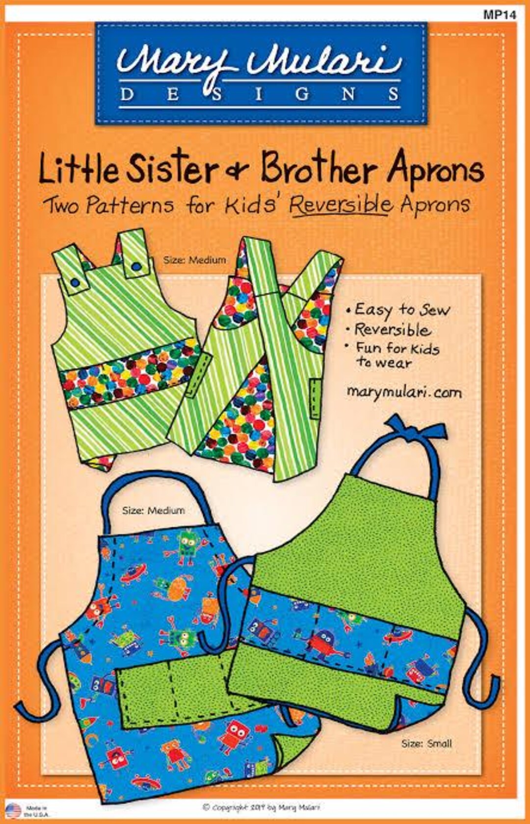 Mary Mulari Little Sister & Brother Reversible Apron Pattern - 3 ...
