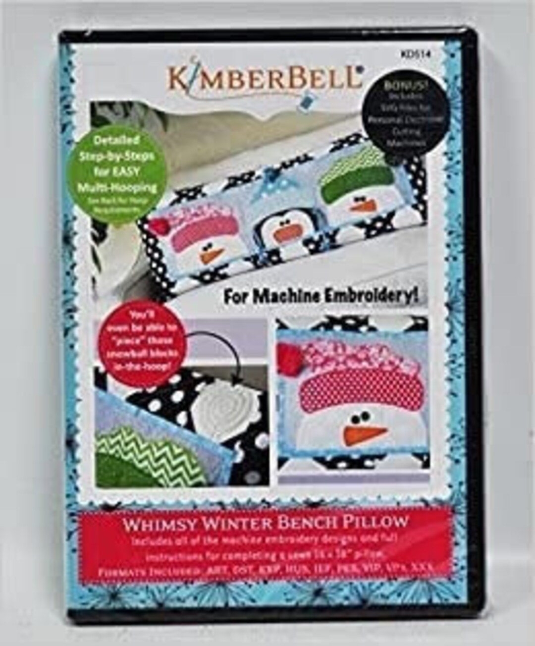 Kimberbell Whimsey Winter Bench Pillow Collection Machine Embroidery CD ...