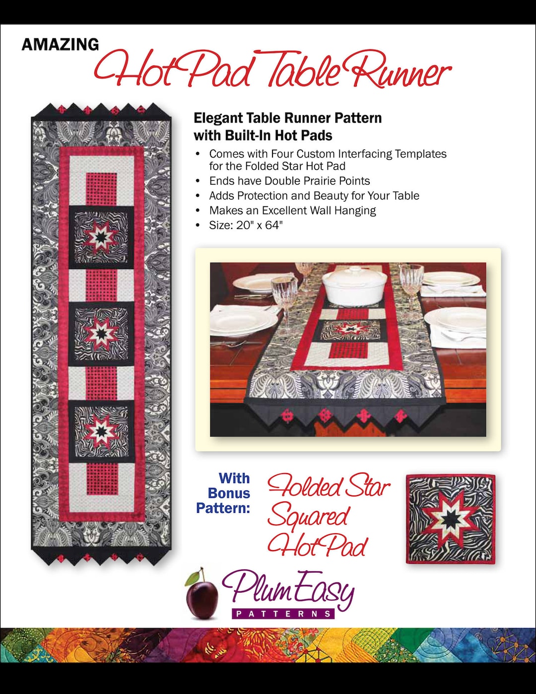 Plum Easy Patterns Amazing Hot Pad Table Runner - Etsy