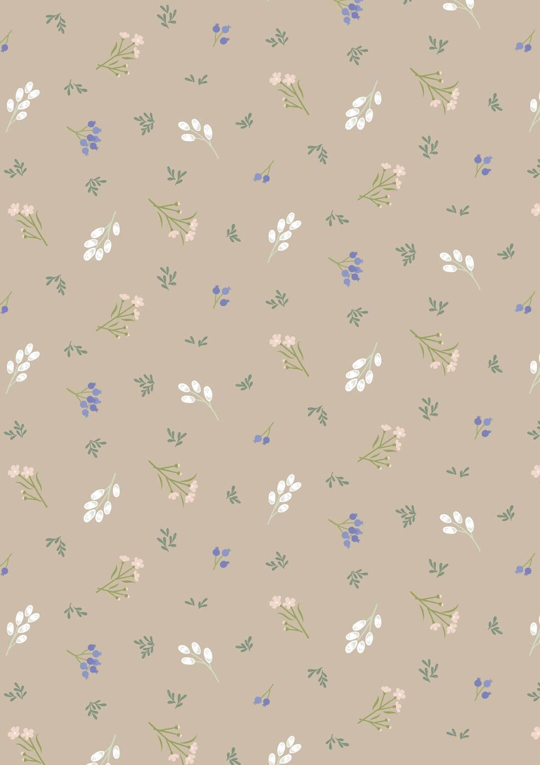 Lewis & Irene Sky Garden Fabric Collection Scattered Sprig on Taupe ...