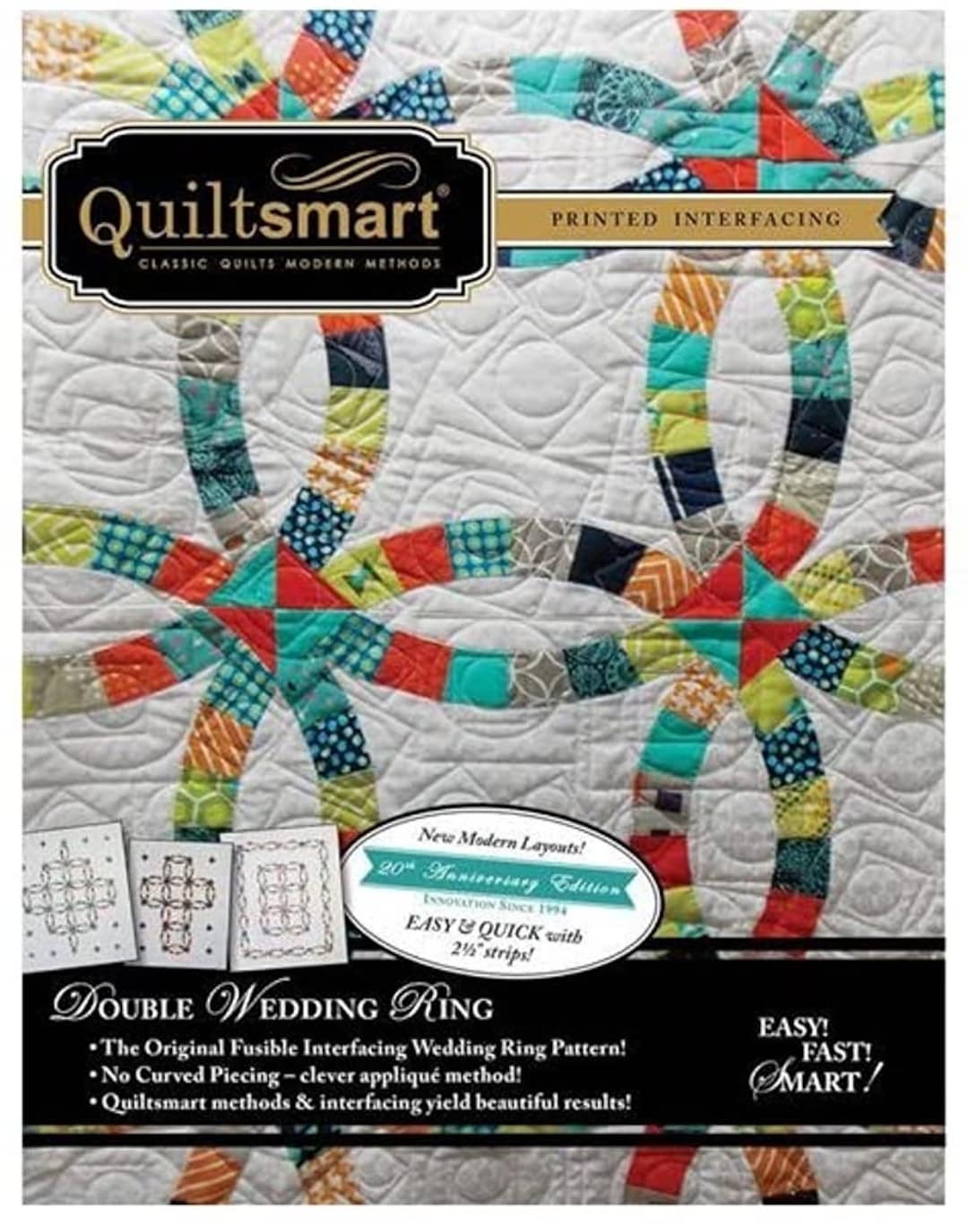 Quiltsmart Double Wedding Ring Quilt Printed Interfacing Pack (4 Size ...