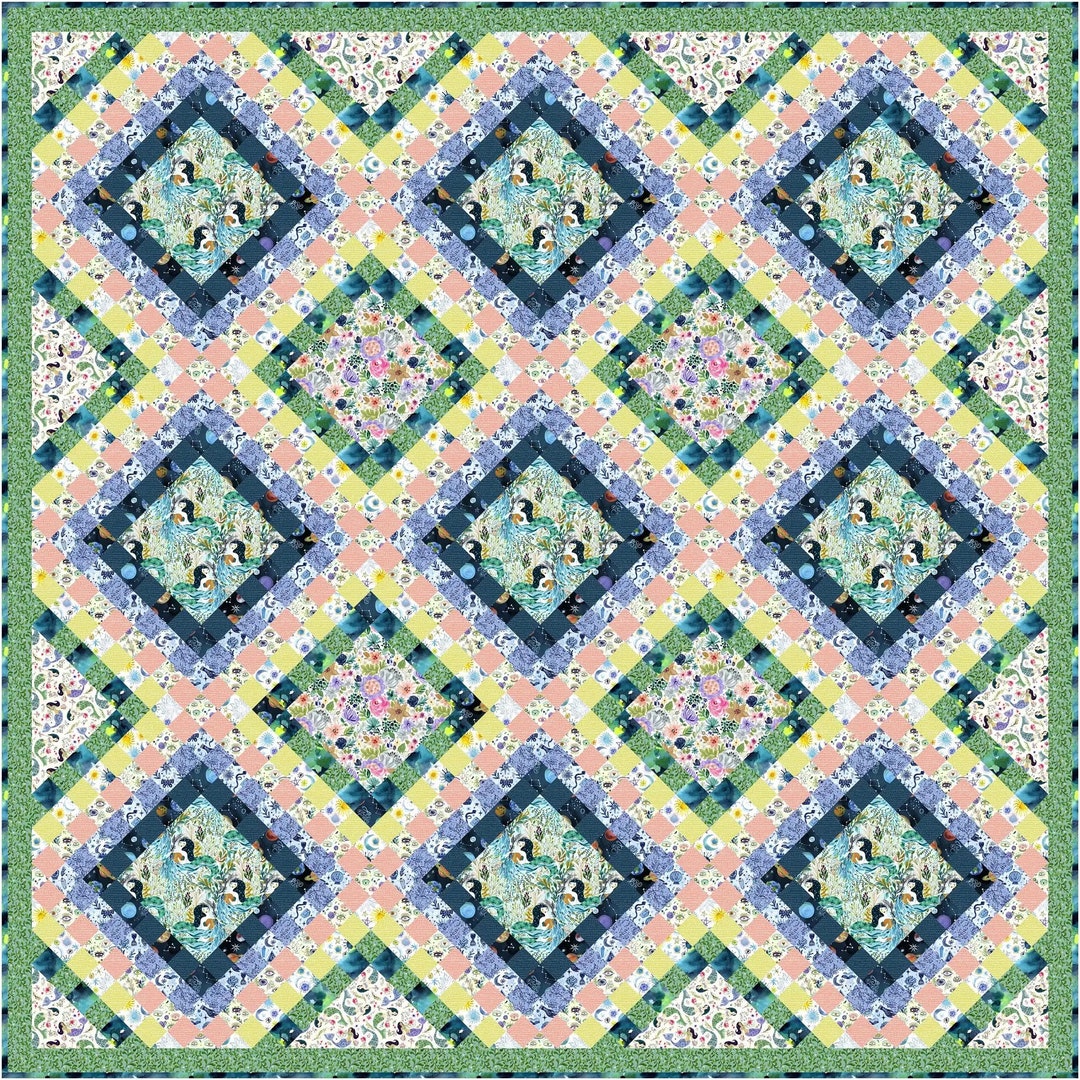 Tourmaline & Thyme Age of Aquarius Quilt Pattern Finished Size: 89"x89" - Etsy