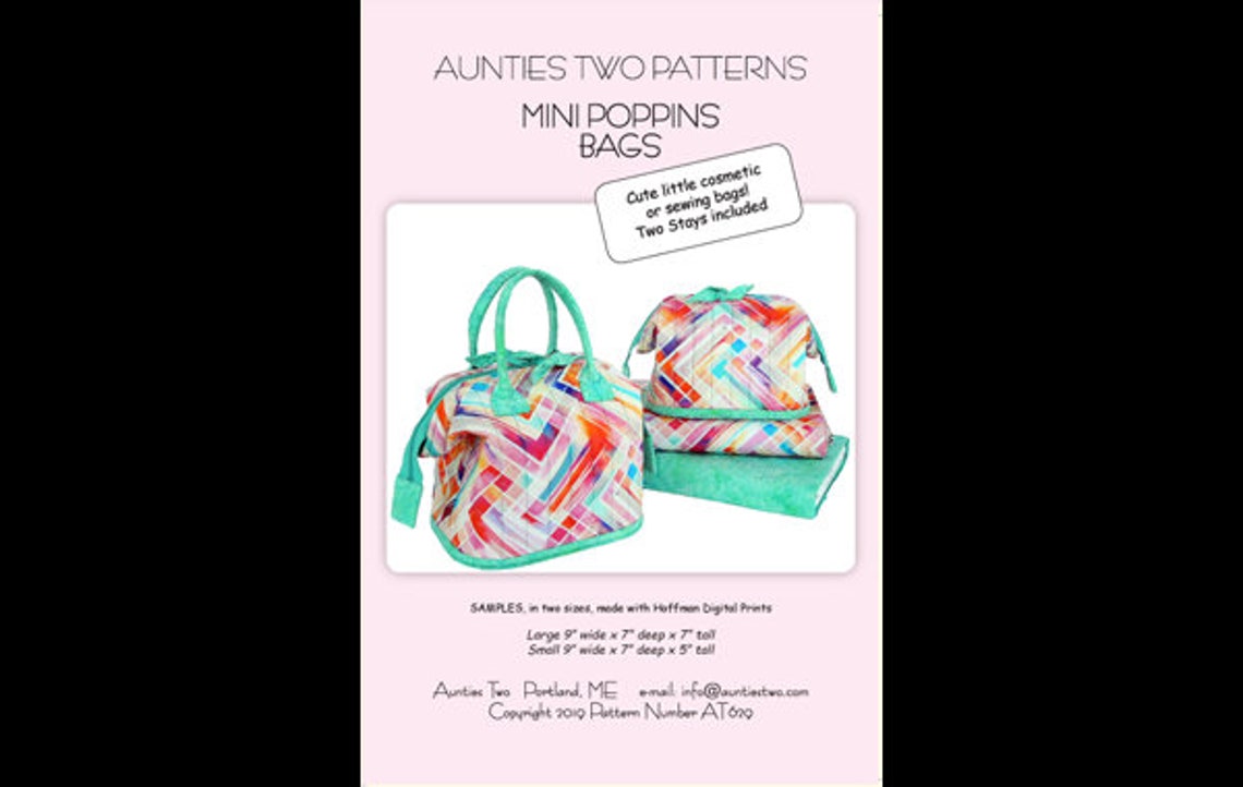 Aunties Two Mini Poppins Bags Pattern - Includes Two Metal Bag Stays ...