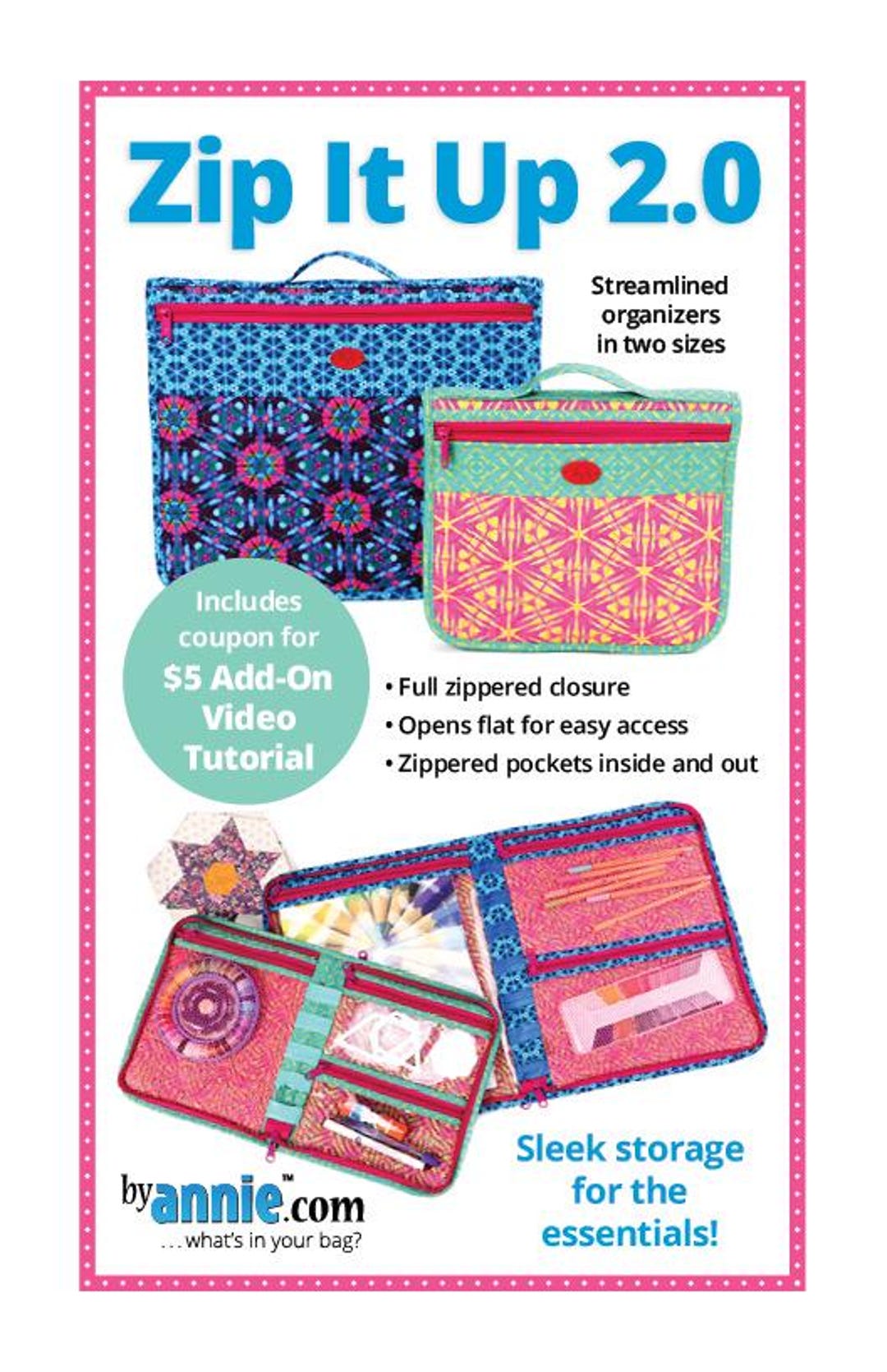 Byannie Zip It up Bag Pattern - 2 Size Variations per Pattern (14 ...