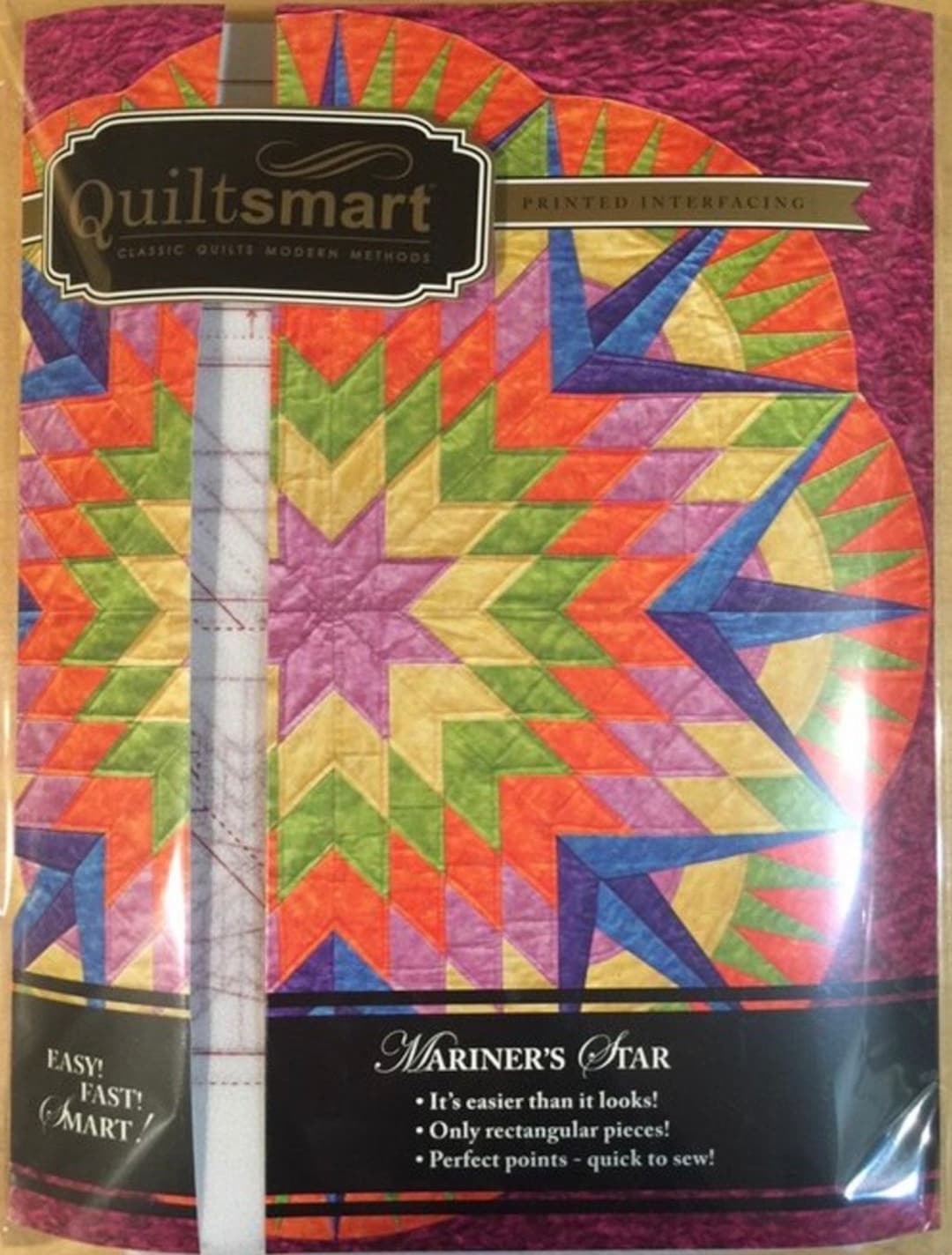 Quiltsmart Mariner's Star Quilt Printed Interfacing Pack & Pattern Pack ...