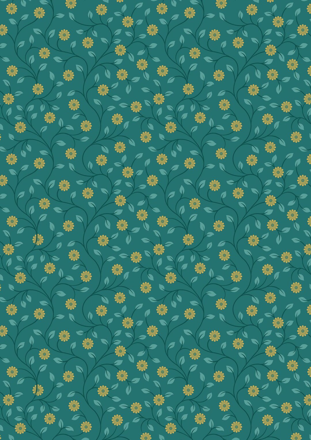 Lewis & Irene Wintertide Fabric Collection Metallic Gold Flowers on ...