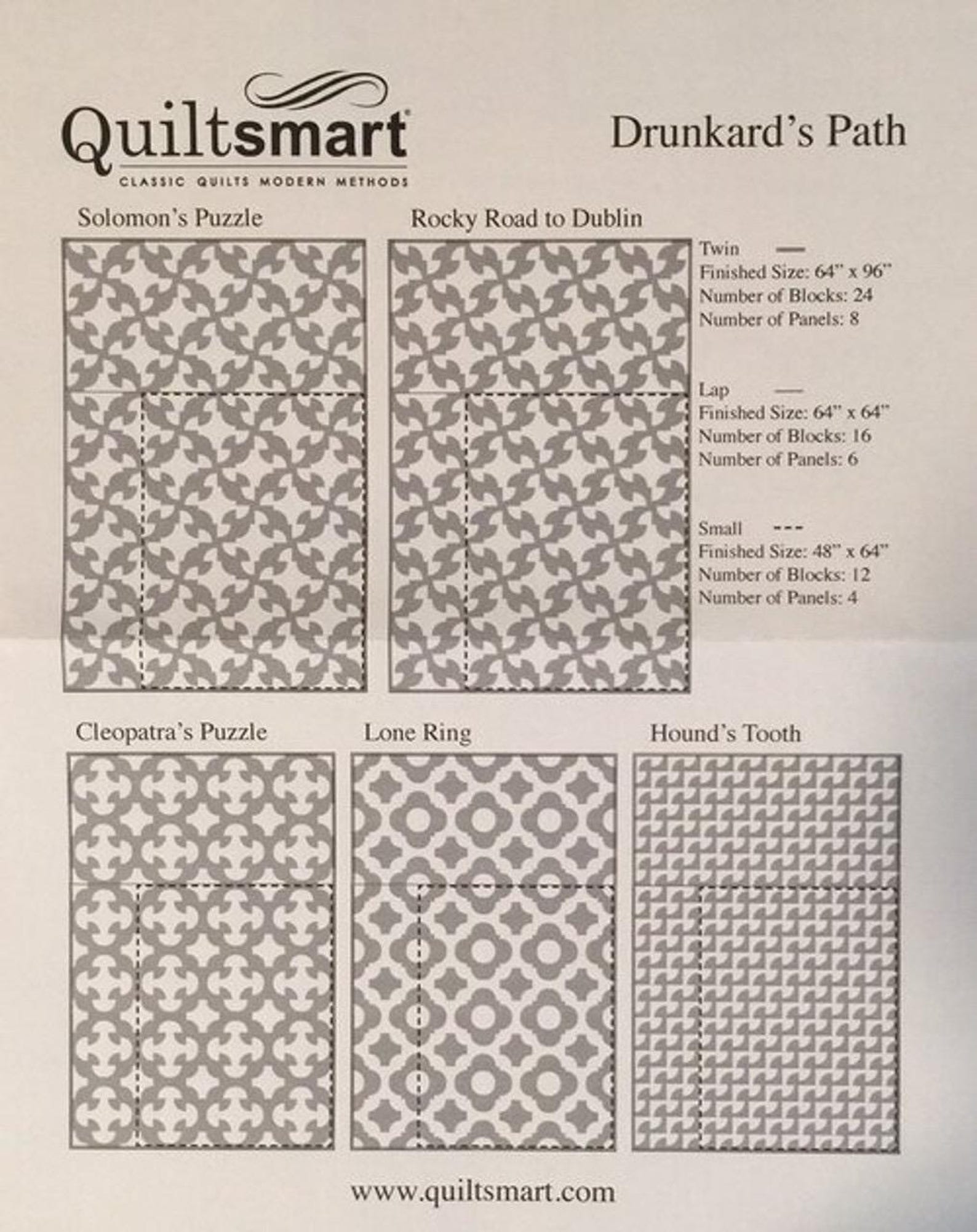Quiltsmart Drunkard's Path Printed Interfacing Classic Pack - 3 Size ...