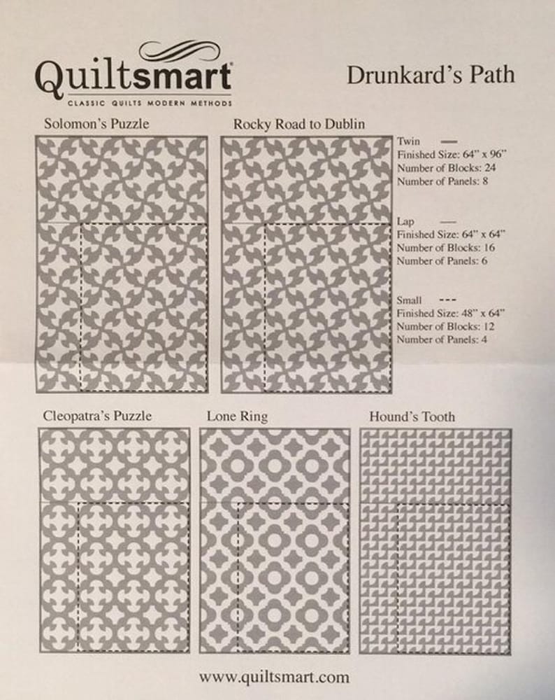 Quiltsmart Drunkard's Path Printed Interfacing Classic Pack - 3 Size ...