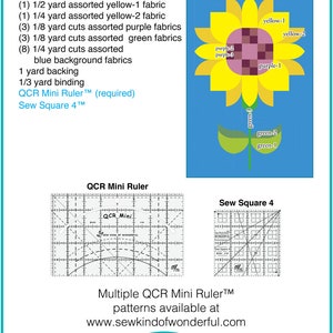 Sew Kind of Wonderful Posh Sunflower Quilt Pattern #476 Finished Size ...