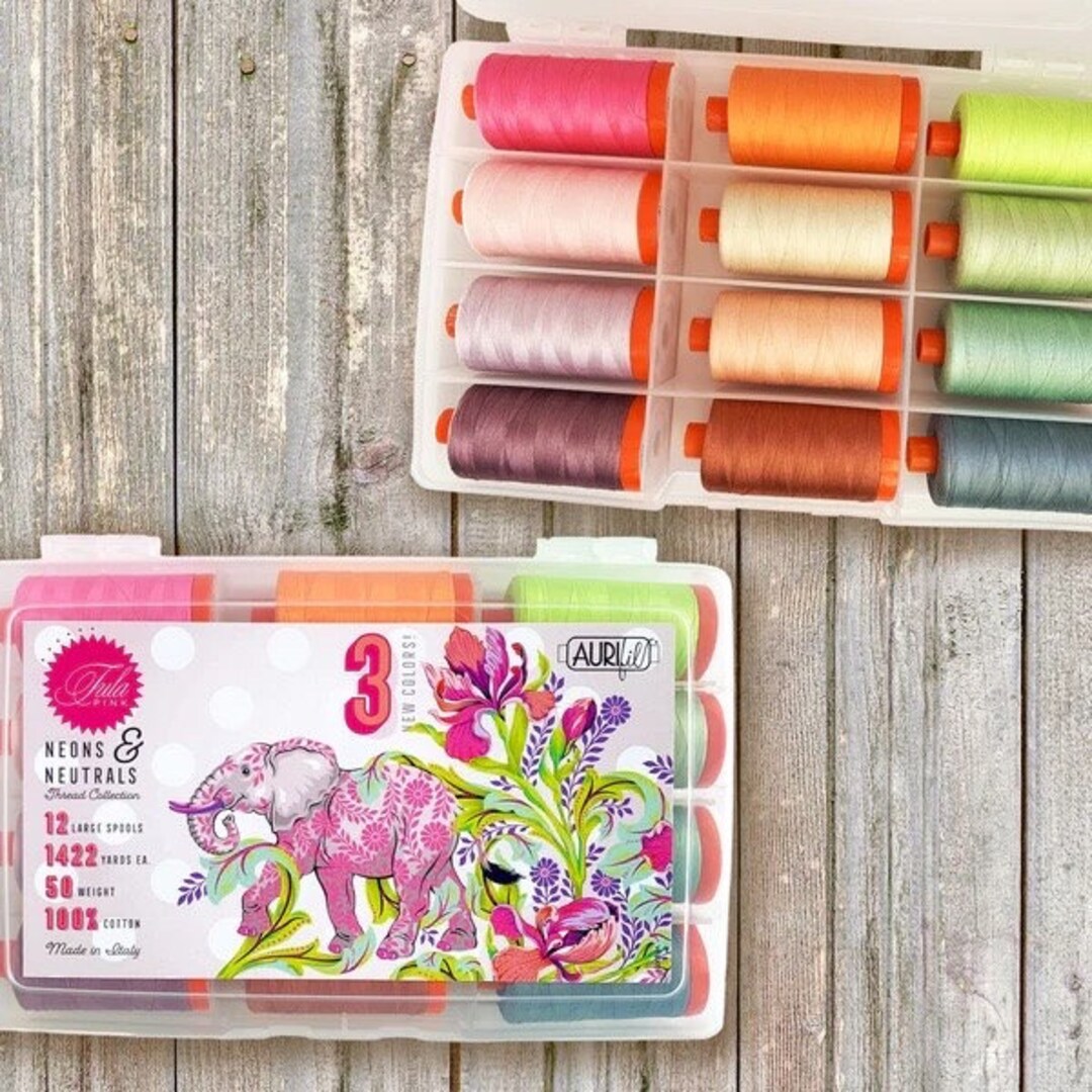 Aurifil Tula Pink Neon & Neutrals 12 Large Spool Thread Set 50WT (large ...
