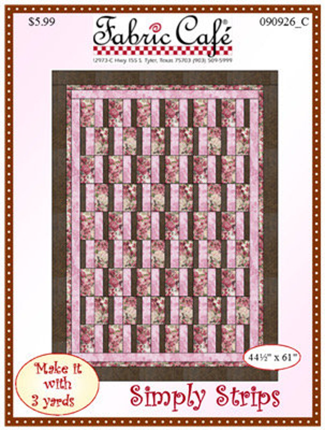 Fabric Cafe Simply Strips Quilt Pattern - Uses Only 3 Yards of Fabric ...