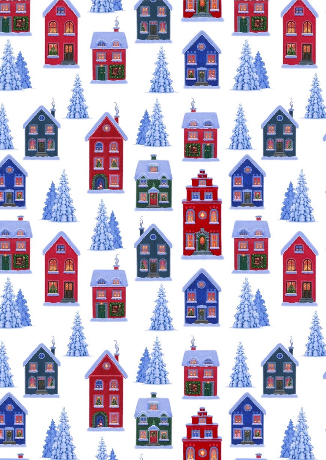 Lewis & Irene Digital Print Tomten's Village Fabric Collection Tomten's ...