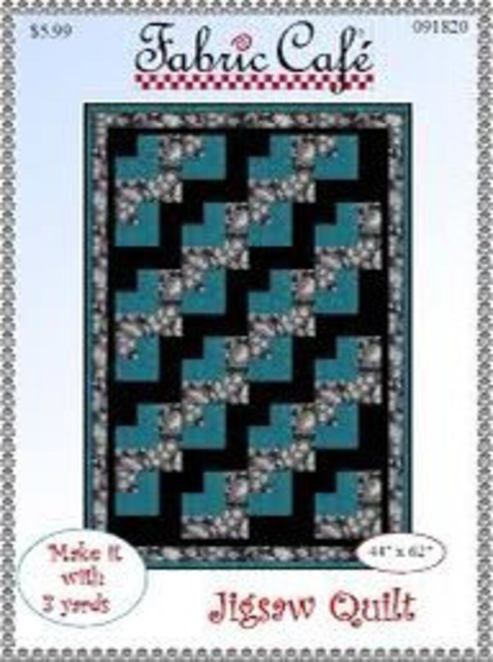 Fabric Cafe Jigsaw Quilt Pattern uses Only 3YDS of Fabric - Etsy