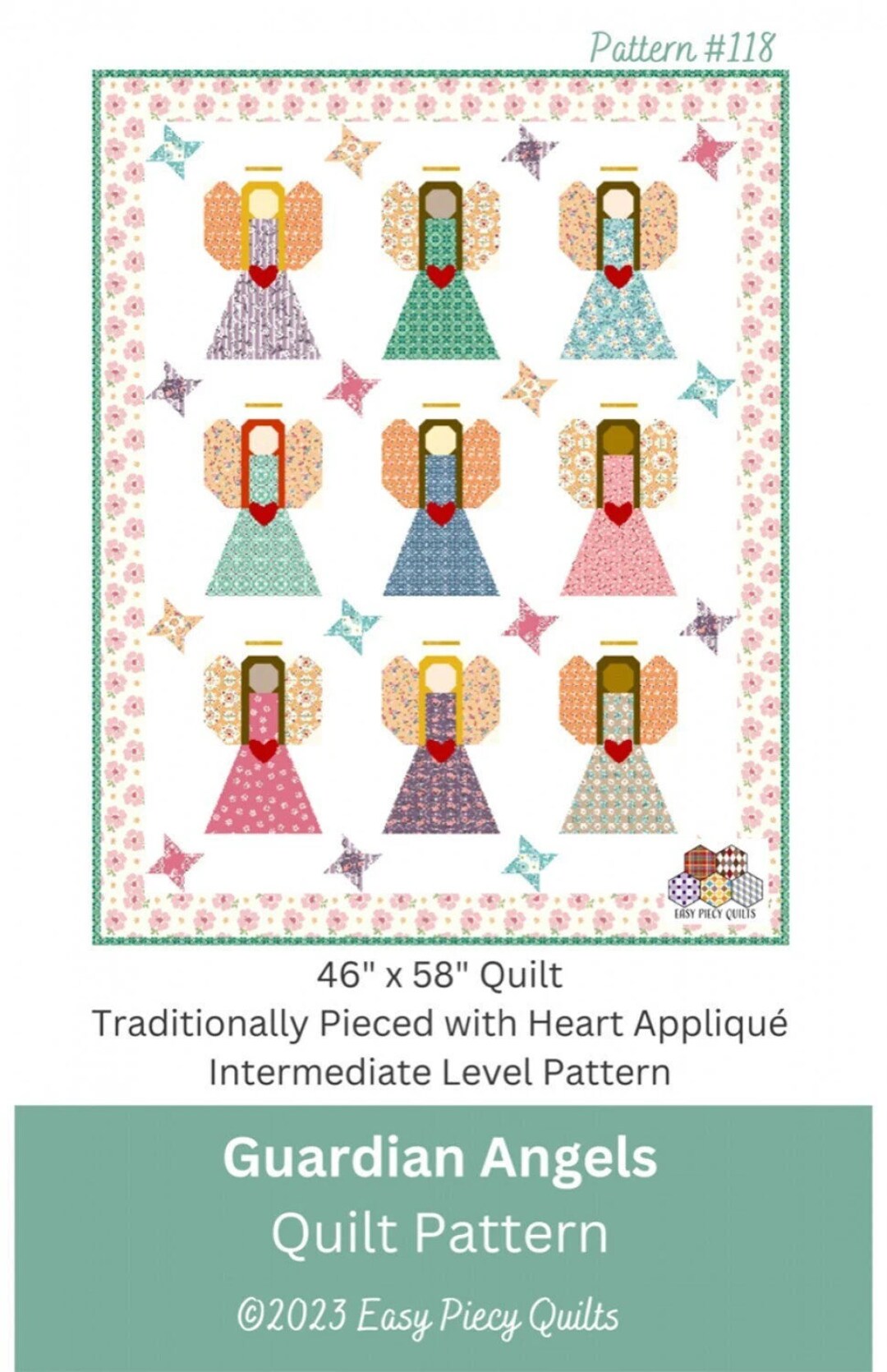 Easy Piecy Quilts Guardian Angles Quilt Pattern Finished Size: 48”x60 ...