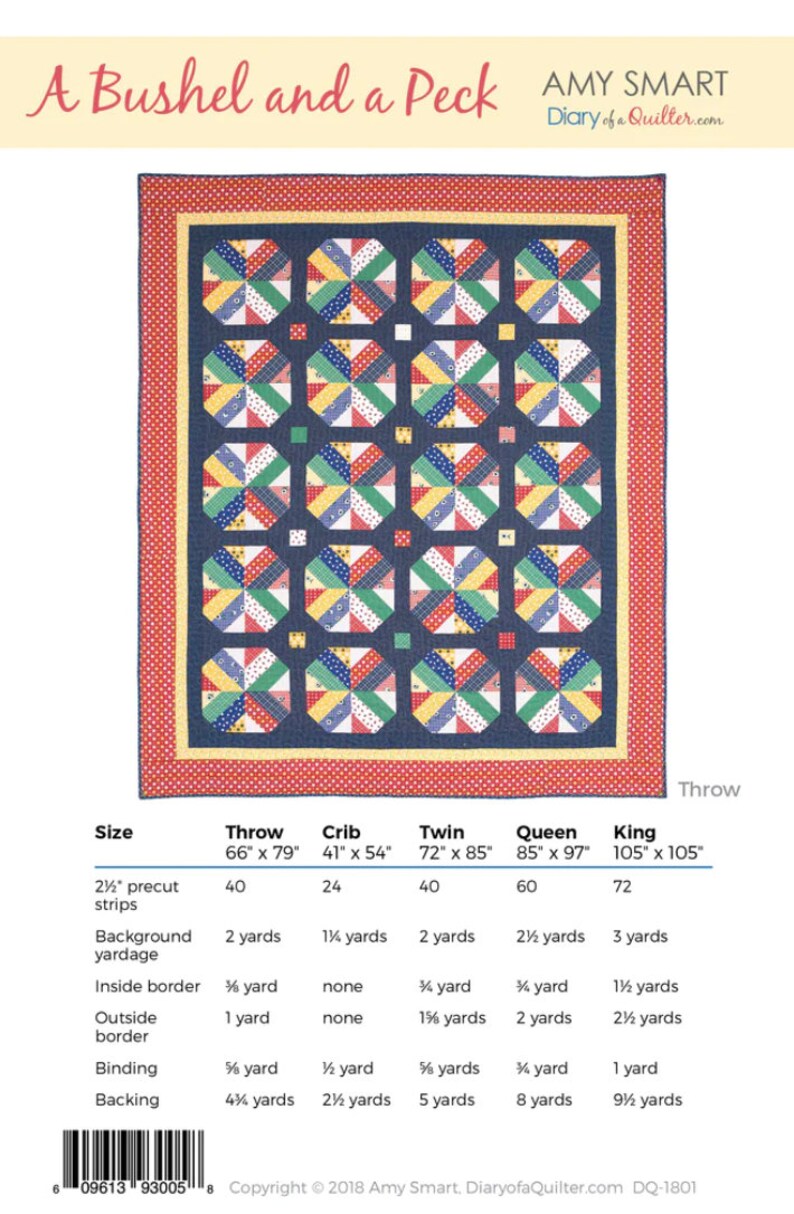 Diary of a Quilter Amy Smart Bushel and a Peck Quilt Pattern - 5 Size ...