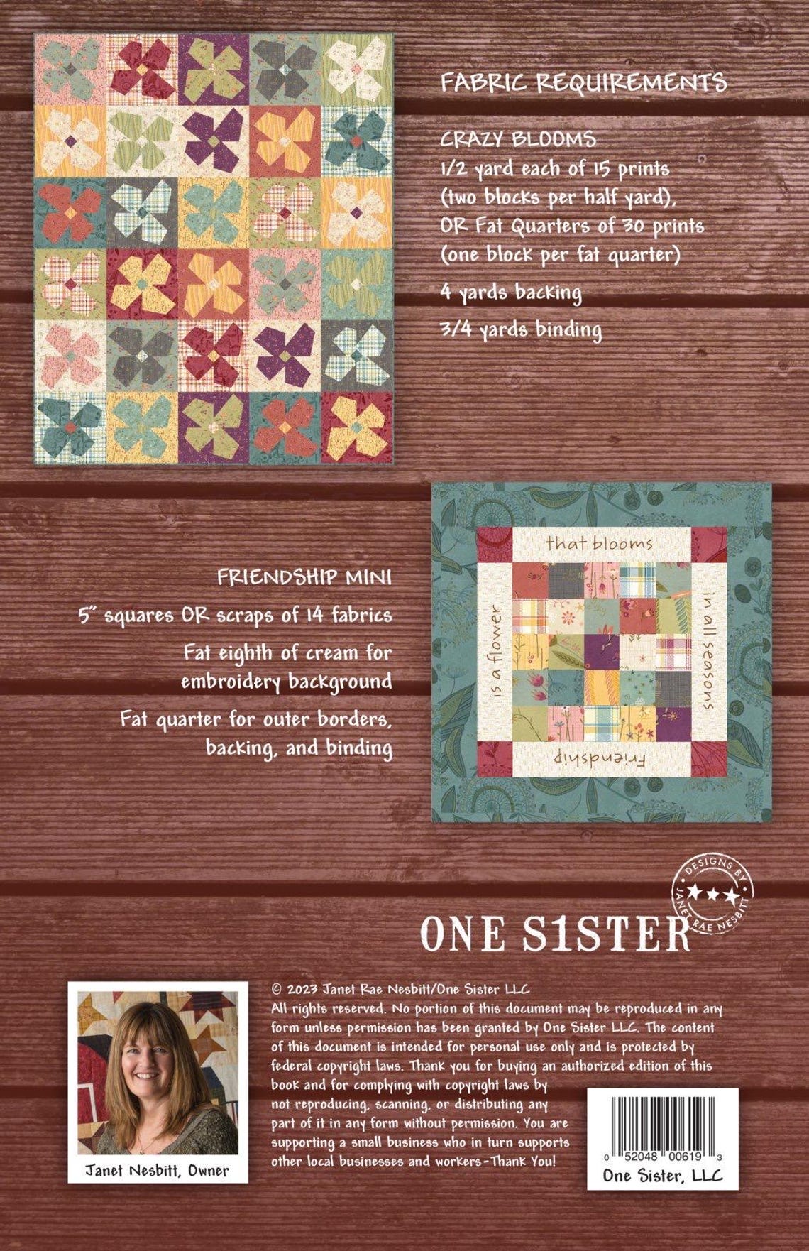 One Sister Crazy Blooms Quilt Pattern Book - 2 Size Variations per ...