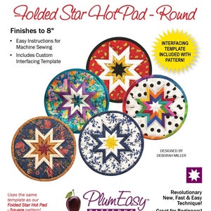Plum Easy Patterns Folded Star Hot Pad-round Pattern Finished Size: 8 ...