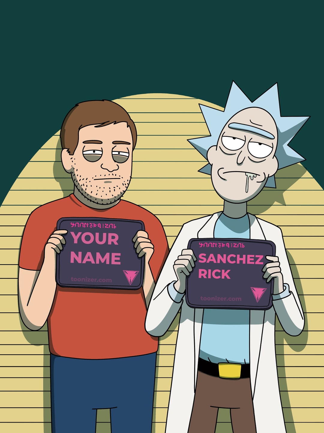 Rick Cartoon Portrait, Cartoon Christmas Card, Rick and Morty Mugshot ...