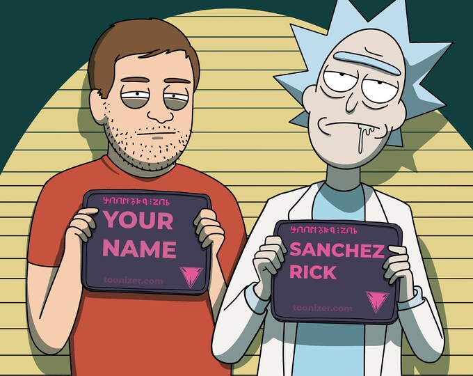 Rick Cartoon Portrait, Cartoon Christmas Card, Rick and Morty Mugshot ...