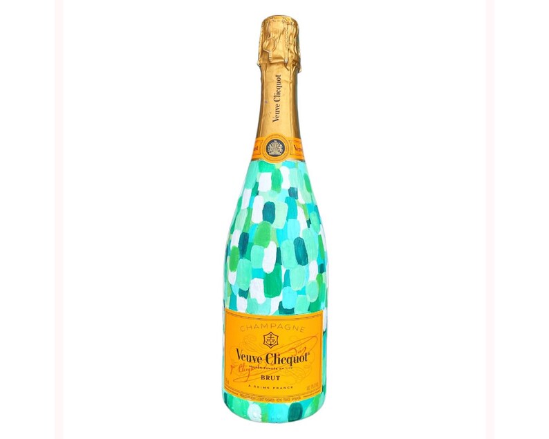Painted Champagne Bottle (green Confetti-style) - Etsy