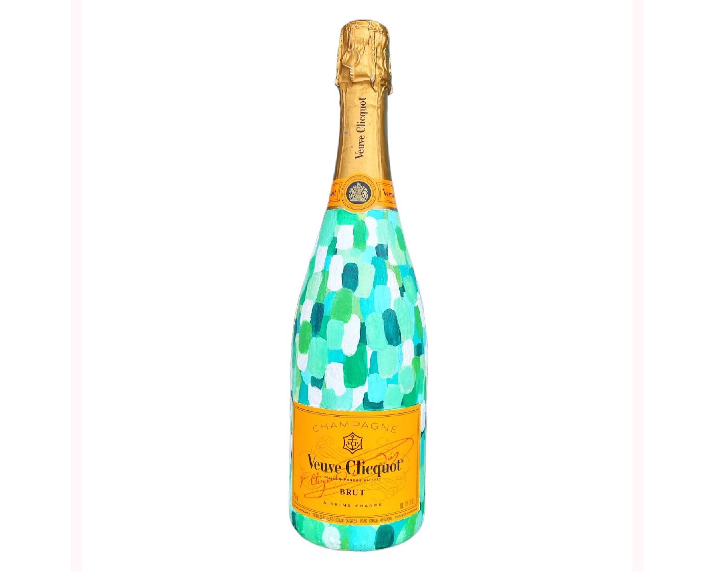 Painted Champagne Bottle (green Confetti-style) - Etsy