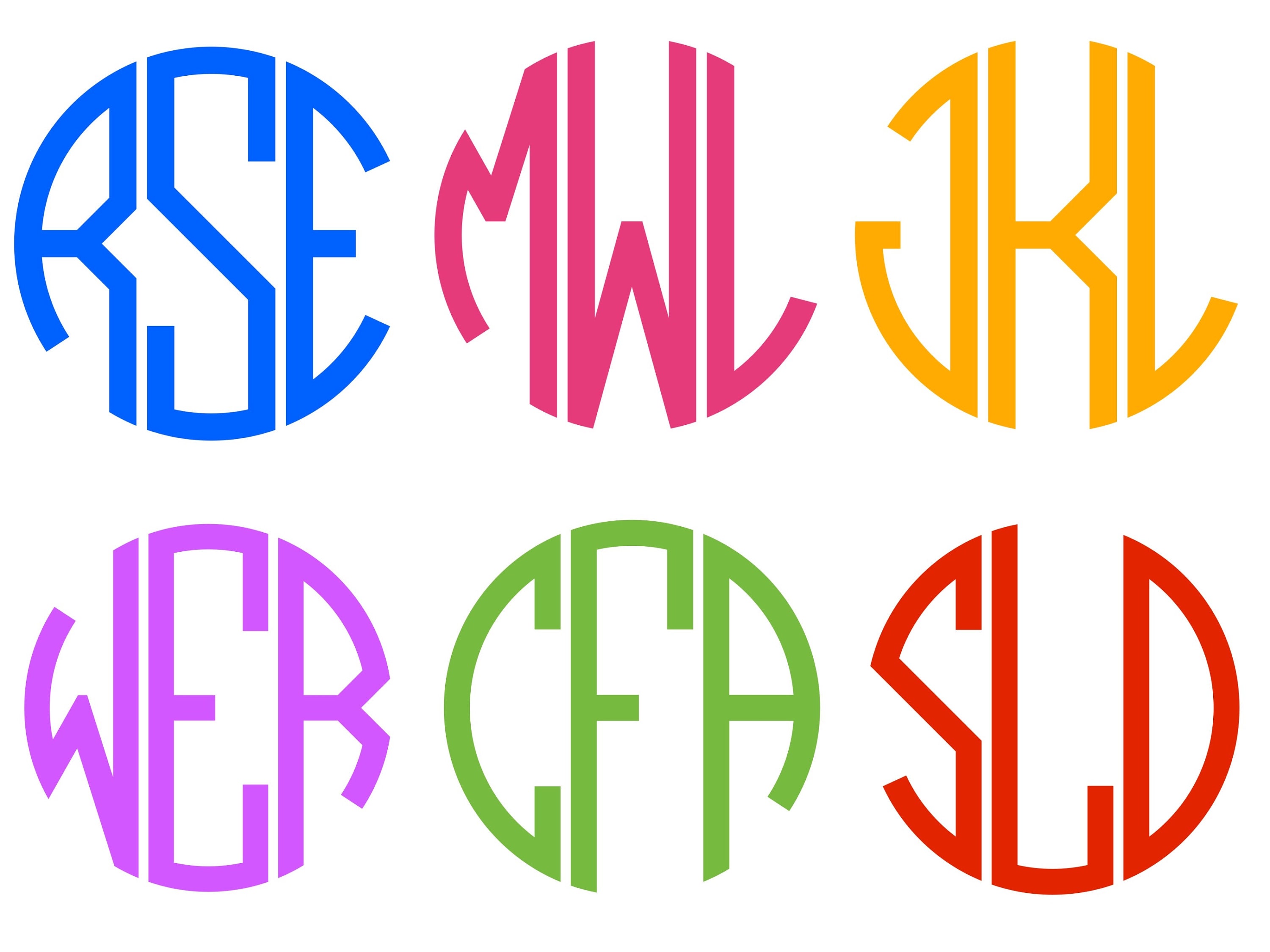 Custom Circle Block Monogram Vinyl Decal, Three Letter Monogram Sticker ...