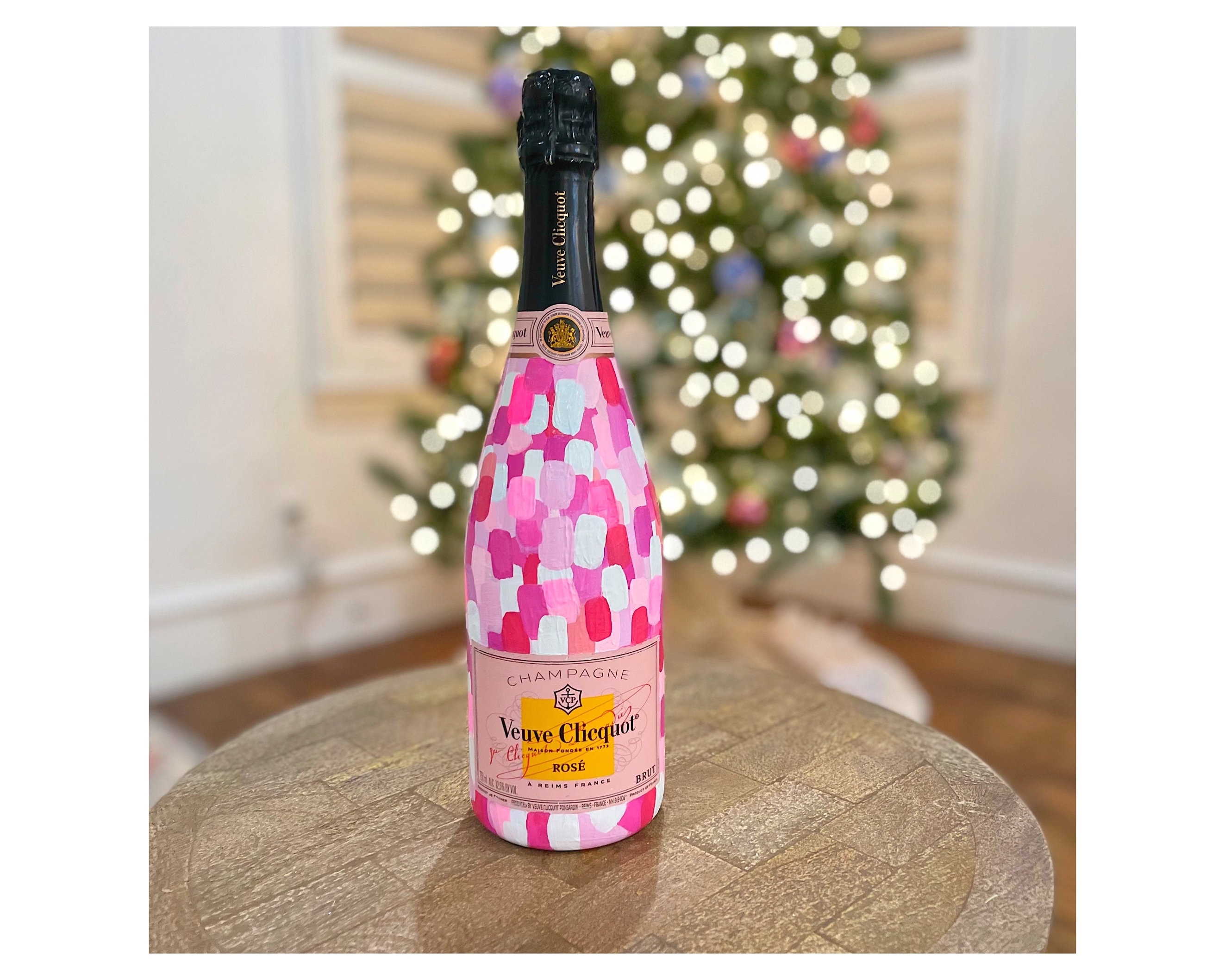 Painted Champagne Bottle (pink Confetti-style) - Etsy