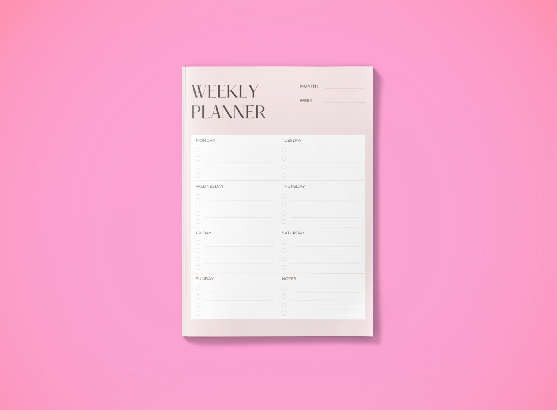 Instant Download Weekly Planner, Weekly Printable Planner, Minimalist ...