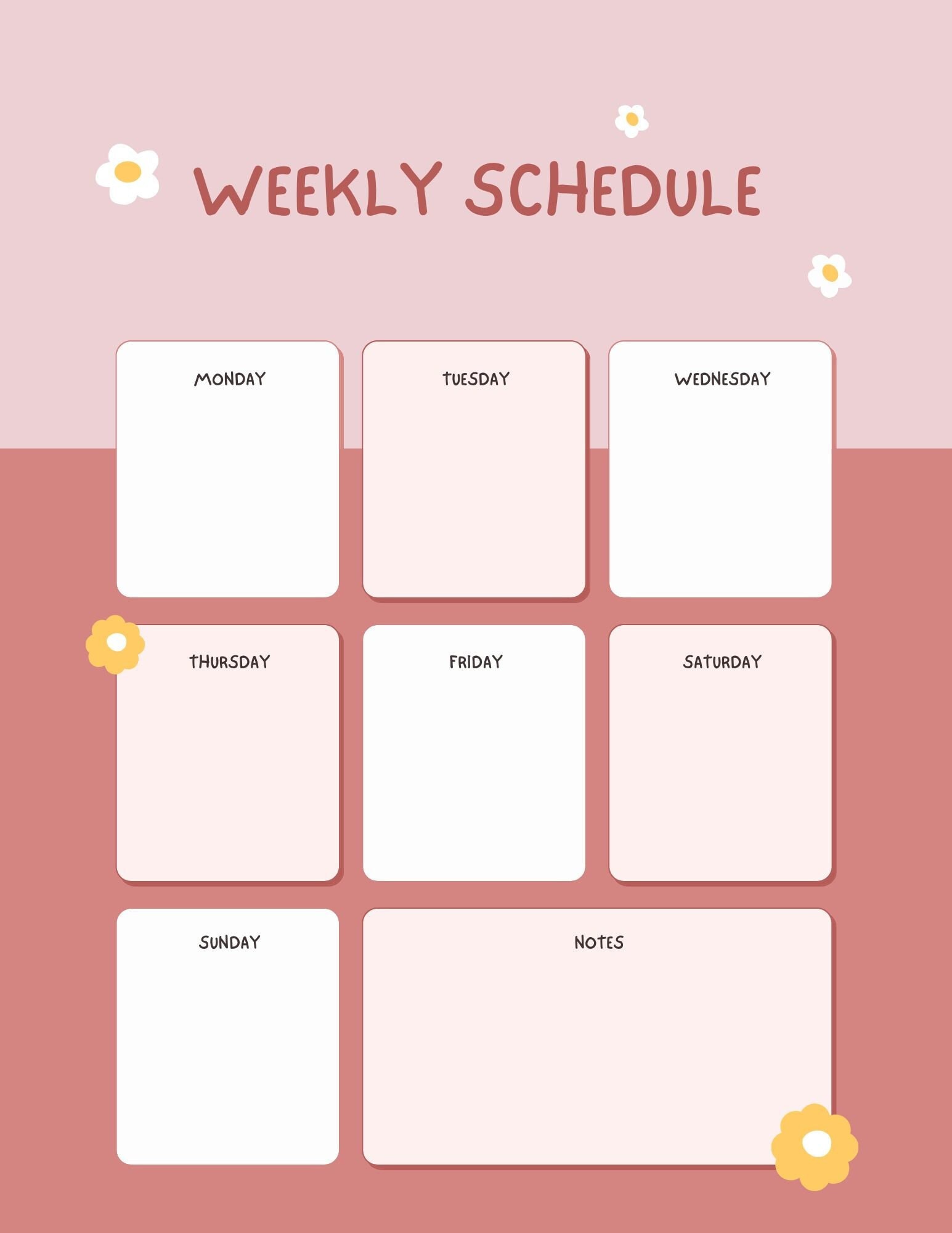 Weekly Schedule Printable, Instant Download, Weekly Schedule Printable ...