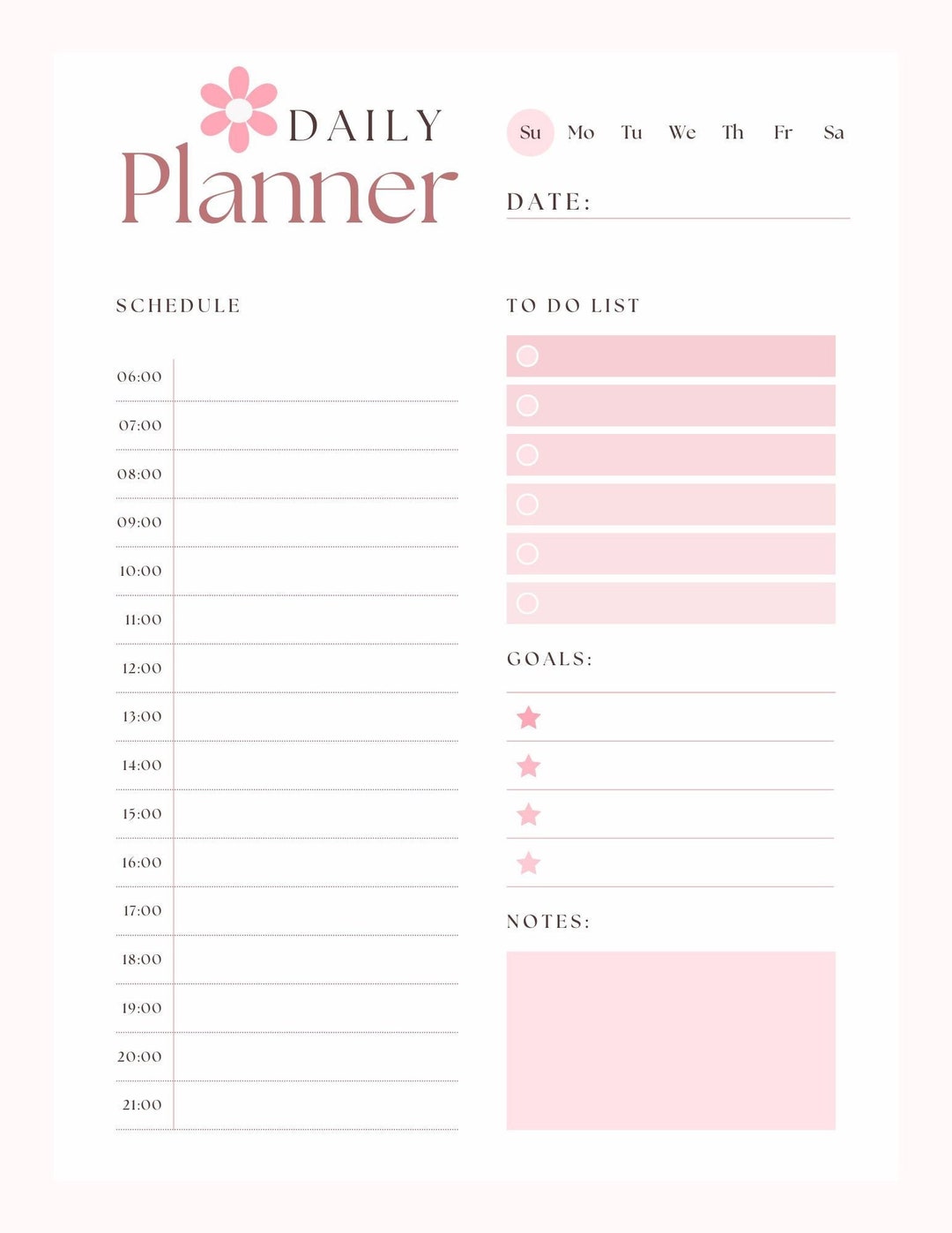 Daily Planner, Printable Daily Planner Sheet, Daily Planner Schedule ...