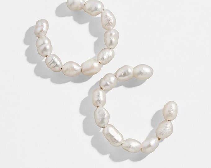 Freshwater Pearl Ear Cuff | Real Pearl Double Ear Cuff | Double Layer ...