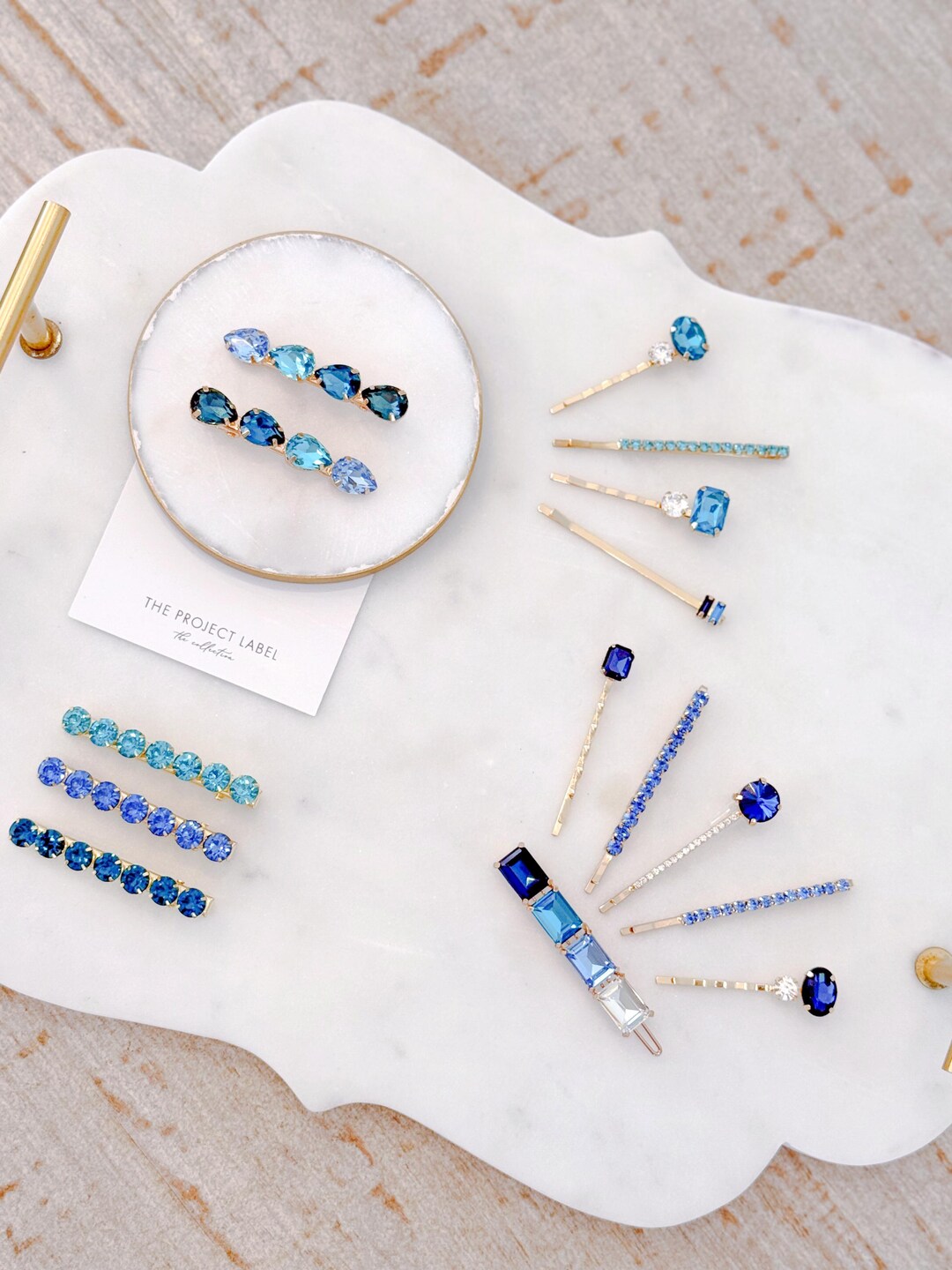 Blue Crystal Bobby Pins • Gold-tone Elegant Hair Clips - Etsy