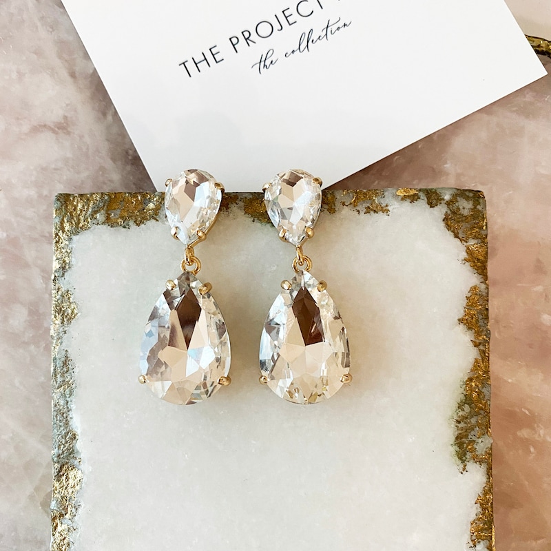 Crystal Drop Earrings - Etsy