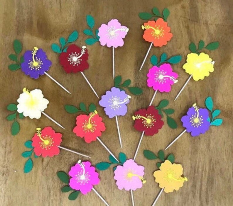 Luau Flowers Hawaiian Flowers Hibiscus Flowers Cutout | Etsy