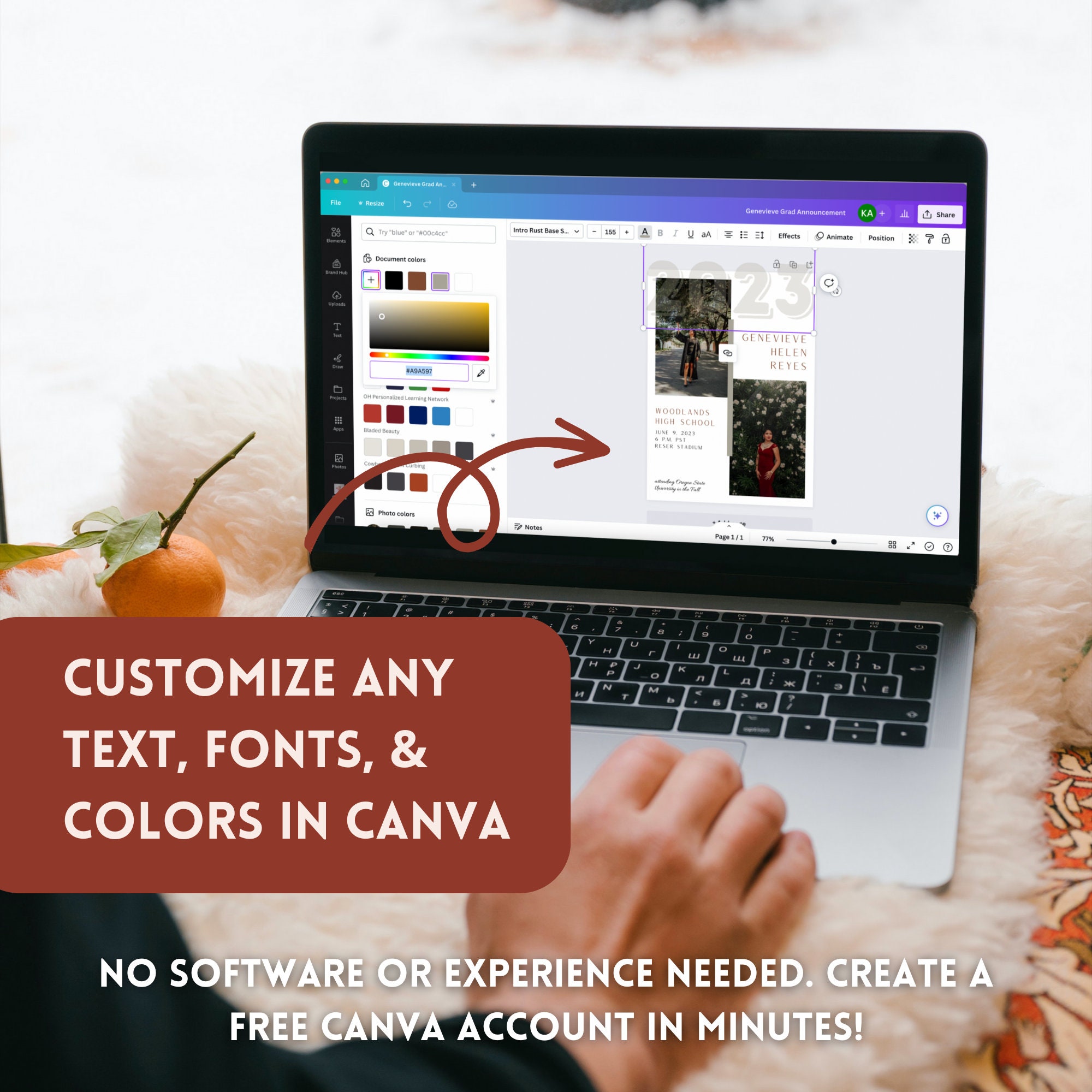 Modern Canva Graduation Template, Customizable High School Graduation ...