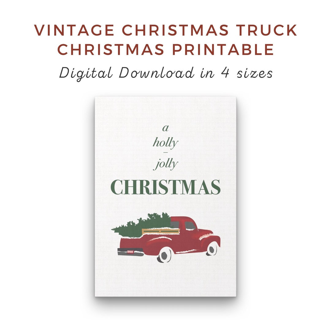 Vintage Christmas Truck Printable – Digital Download Holiday Home Decor ...