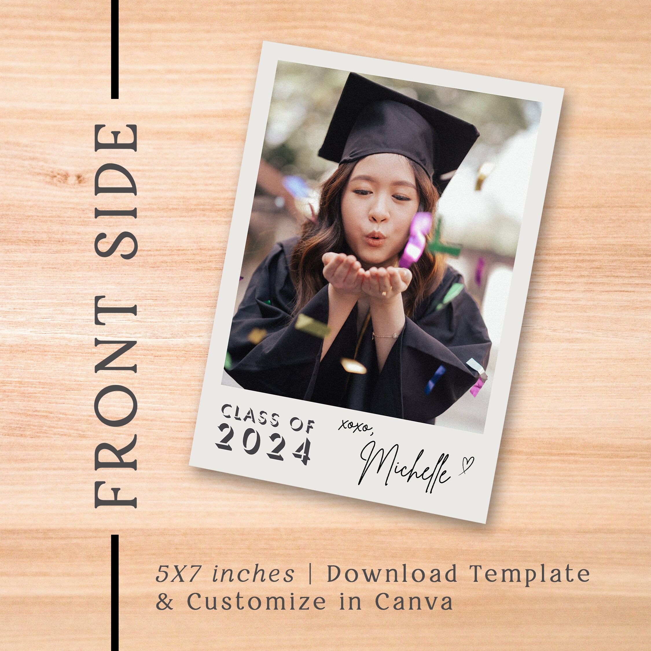 Modern Canva Graduation Template, Polaroid Customizable High School ...