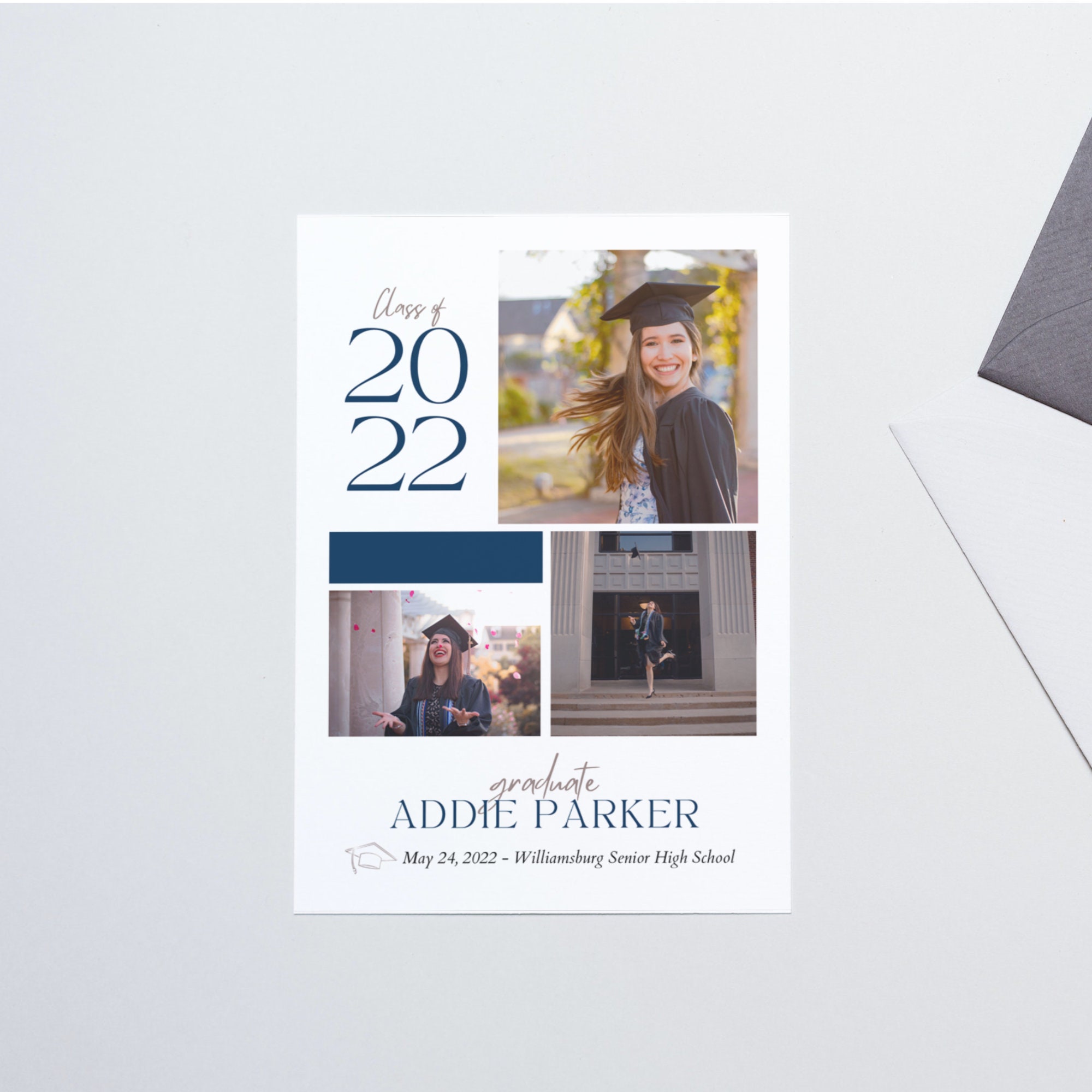 Modern Graduation Announcement Template, Customizable High School ...