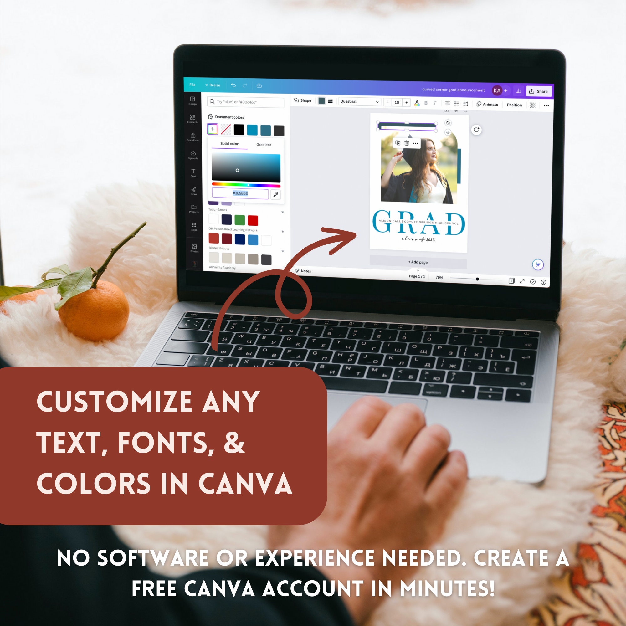 Modern Canva Graduation Template, Customizable High School Graduation ...