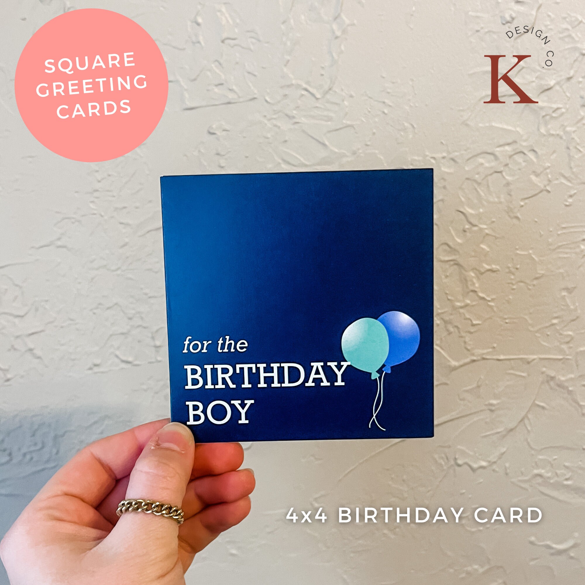 Cute Birthday Card, Happy Birthday Note, Single Folded Card, Square ...