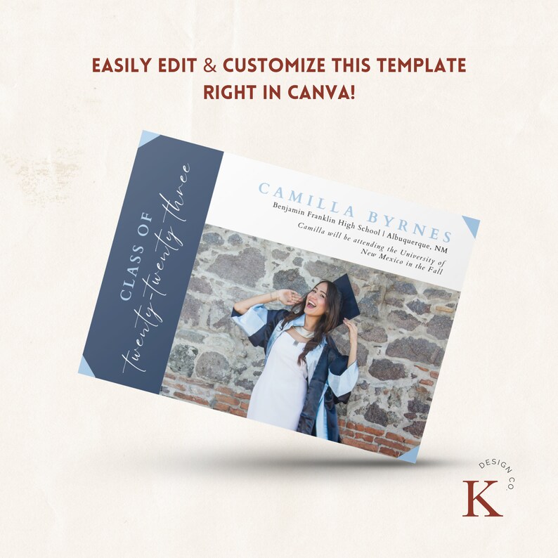 Canva Graduation Announcement Template Customizable High - Etsy