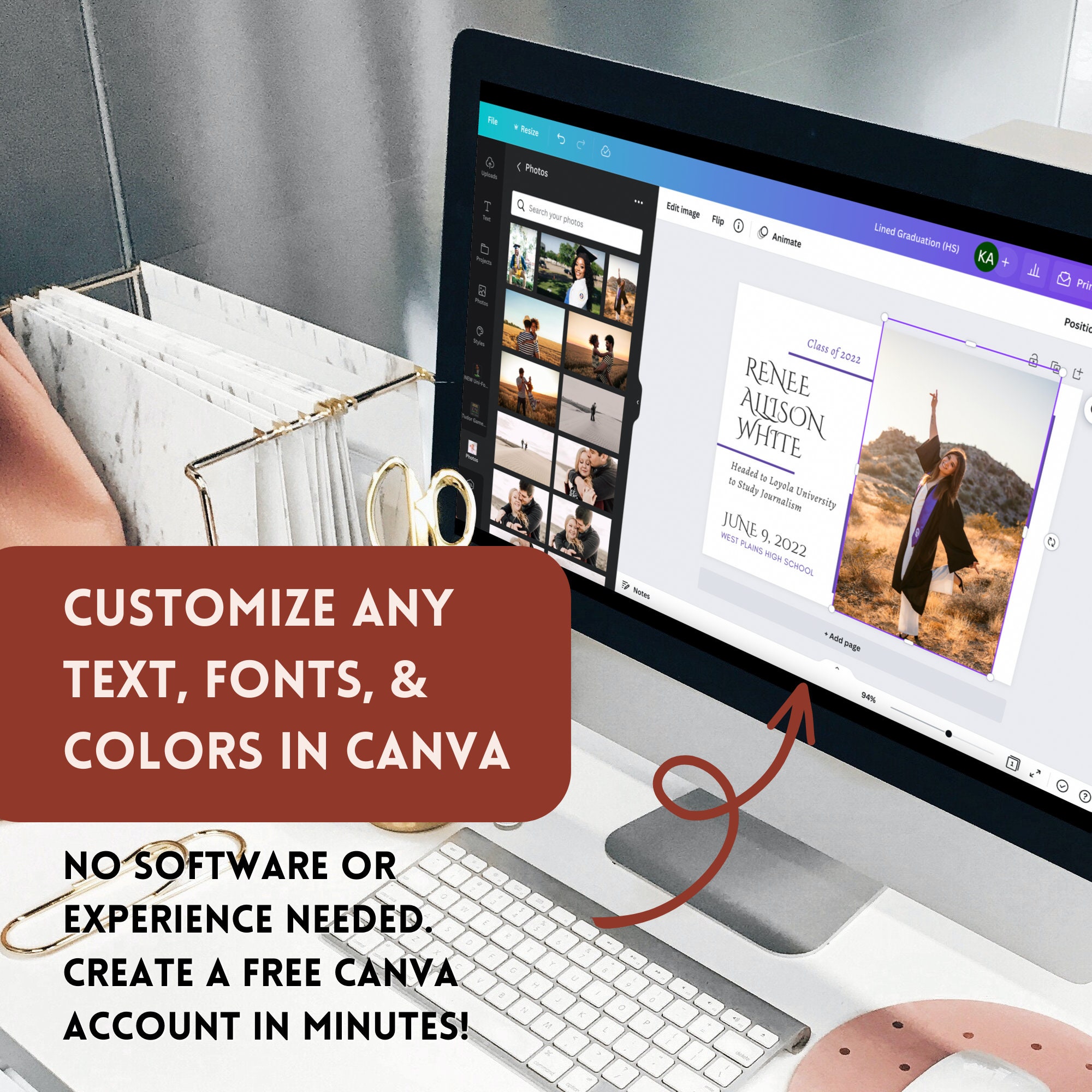 Custom Graduation Announcement Template, Customizable High School ...