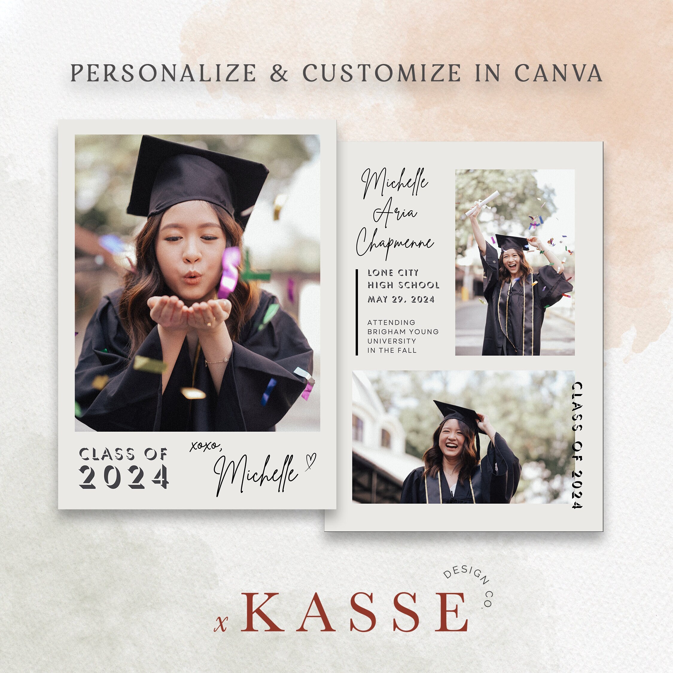 Modern Canva Graduation Template, Polaroid Customizable High School ...
