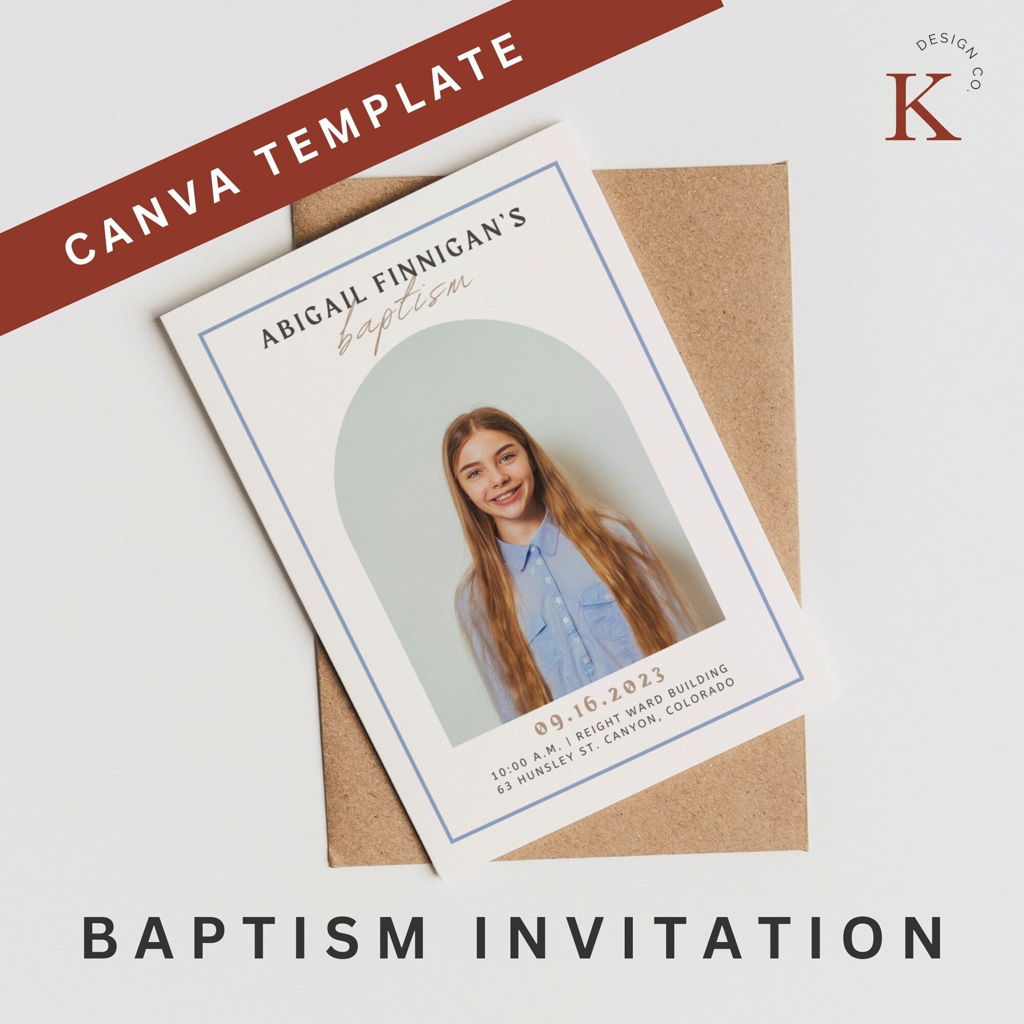 Editable LDS Baptism Invitation, Baptism Invite Template, Canva Baptism ...