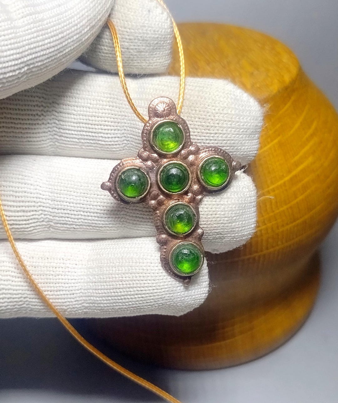 Ancient Medieval Cross With Green Glass, Original Medieval Jewelry ...