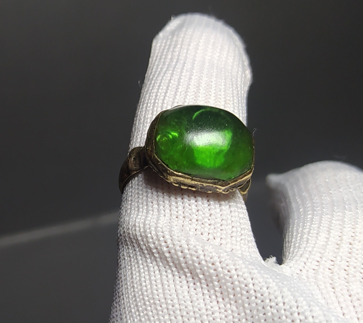 Ancient Medieval Ring With Green Glass, Original Medieval Jewelry, Rare ...